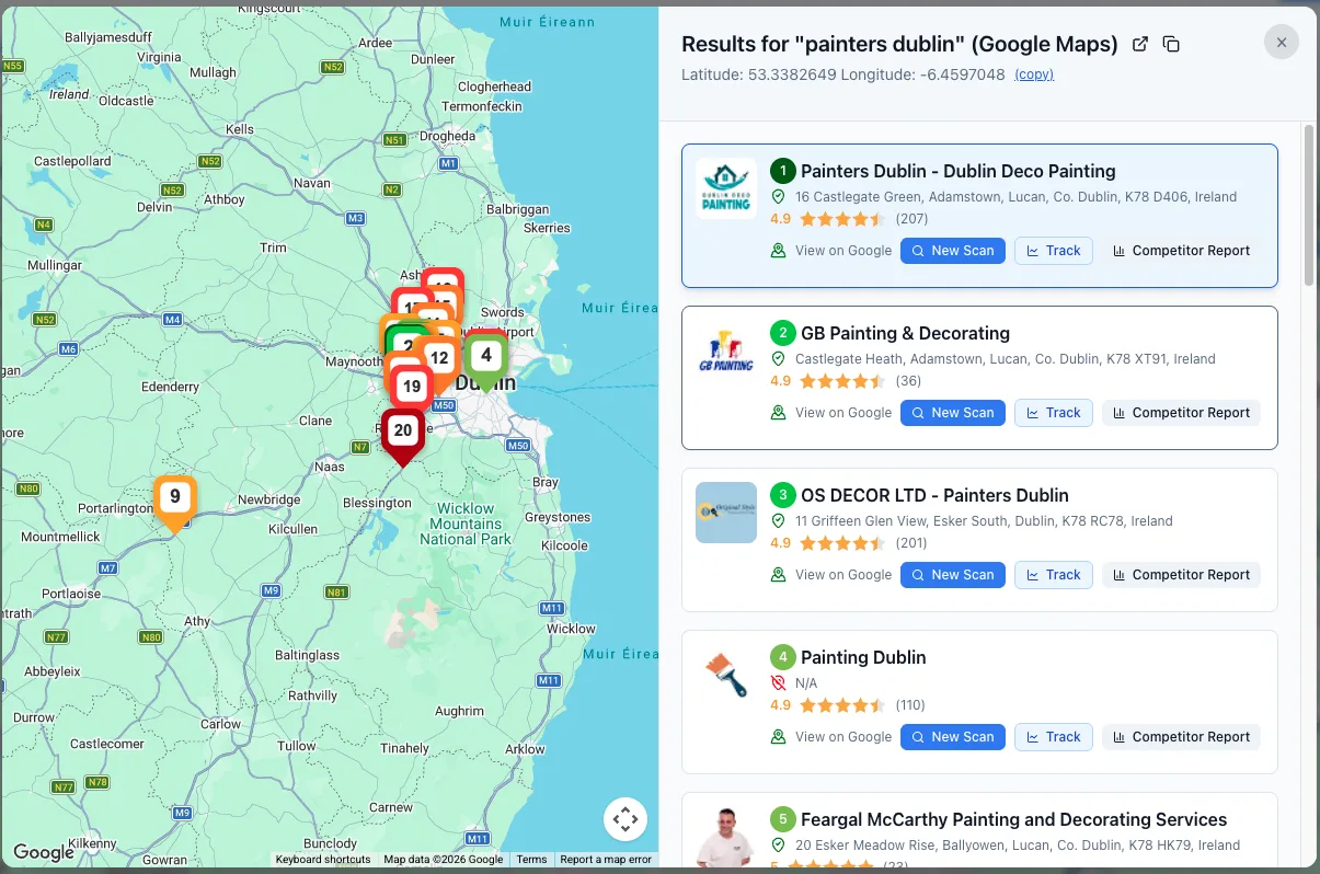 Free Google Maps Rank Tracker: Local Rank Checker | GTrack