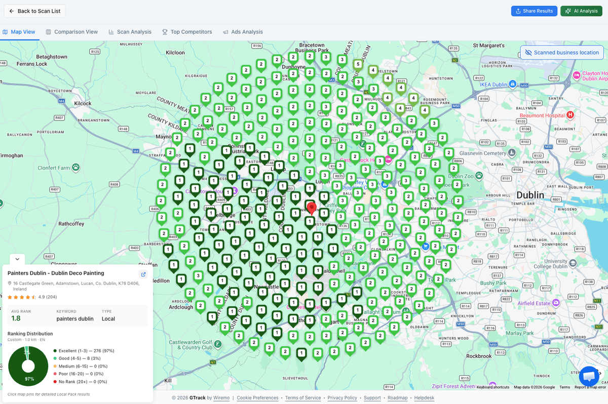 Free Google Maps Rank Tracker: Local Rank Checker | GTrack